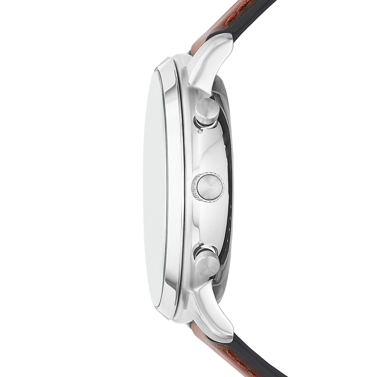 Fossil Men's 45mm Neutra Stainless Steel and Leather Hybrid HR Smart Watch, Color: Silver, Luggage Brown (Model: FTW7026)