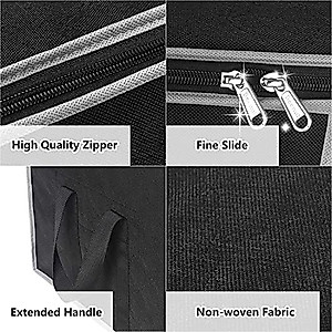 Blanket Storage Bins Clothes Organizer Storage Containers with Lids for Laundry Bedroom Room Organization Bedding Foldable with Sturdy Zipper, Clear Window, 3 Pack, 90L
