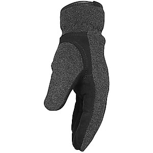 Caiman Deerskin Leather Palm Winter Work Gloves, Fleece Back, Heatrac Insulation, Touchscreen Compatible, Black, Medium (2396-4)