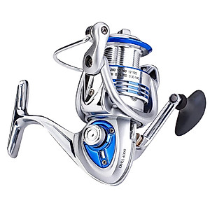 Diwa Spinning Fishing Reels for Saltwater Freshwater 3000 4000 5000 6000 7000 Spools Ultra Smooth Ultralight Powerful Trout Bass Carp Gear Stainless Ball Bearings Metal Body Ice Fishing Reels(7000)