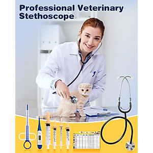 Huimpet 52Pcs Puppy Whelping Kit, Newborn Pets Whelping Supplies with 4 Puppy Feeding Tube,15 Puppy Whelping Collars, 15 Cord Clamps, 2 Gloves, Digital Thermometer, Stethoscope and More