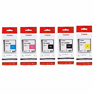 Canon PFI120 Pigment Ink Tank Bundle (Matte Black, Cyan, Magenta, Yellow, Black) in Retail Packaging