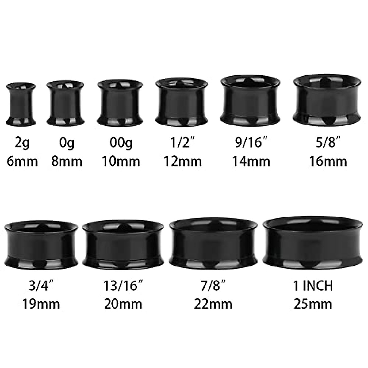 KUBOOZ 12pcs Set Colorful Stainless Steel Screwed MIX Ear Plugs Tunnels Gauges Stretcher Piercings 9/16"