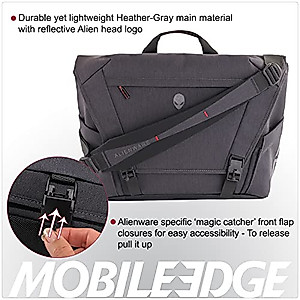 Mobile Edge Alienware Area-51m Laptop Messenger Bag - Fits laptops 15 Inches to 17.1 Inches - Tactical Messenger Bag for Men & Women with Padded Laptop & Tablet compartments - Heather Gray, AWA51MB17