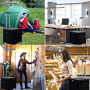 Foldable Utility Cart with Wheels, Collapsible Rolling Cart with Telescoping Handle, 360°Rotate Wheel Folding Utility Cart for Storage Office Use