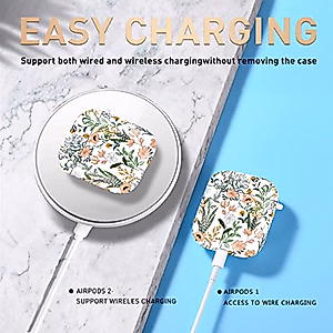 AirPods Case Flower, Olytop Cute Hard Ladybugs Women Apple Airpods 2 & 1 Cover Case Protective Shockproof iPods Cover Skin Girls with Keychain for Apple 2nd 1st Gen - Flower/Cactus