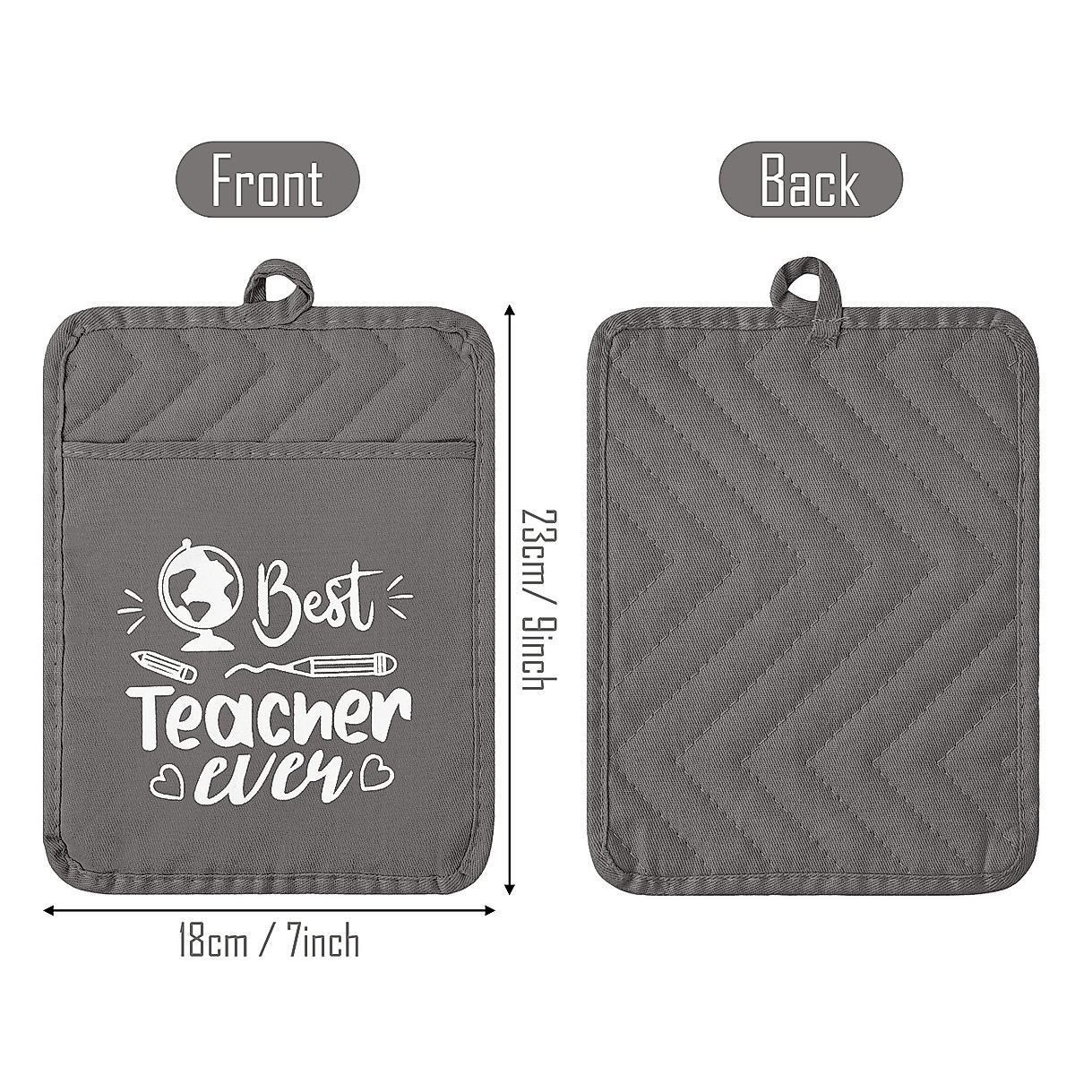 GROBRO7 10Pcs Teacher Appreciation Gifts Pot Holders How Sweet it is to Be Taught by You Cotton Potholder Microwave Oven Mitt Thank You Teachers Gifts for Back To School Graduation Retirement Birthday