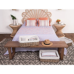 Kouboo Kobo Rattan Shelf and Storage Basket with Removable Liner, Gray, Small Size