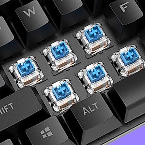 PURPLELU USB Wired Gaming Keyboard, 87-Key Mechanical Keyboard, Convenient Luminous Blue Axis Keyboard, for Playing Games