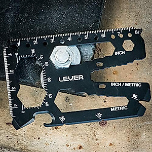 Lever Gear Toolcard Pro - 40 in 1 Credit Card Multitool. Slim, Minimalist Survival Card Wallet Tool Card. TSA Approved Multitool Card Pocket Tool. (Black)