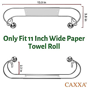 CAXXA Adhesive Under Cabinet Paper Towel Holder Dispenser with Screws for Kitchen Utility Room Laundry Pantry Chrome(1 Pack)