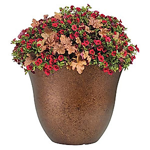 Classic Home and Garden Honeysuckle Patio Pot Garden Planter, Distressed Copper