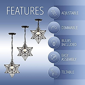 JONATHAN Y JYL9035C Stella 12" Moravian Star Metal/Mercury Glass LED Flush Mount Glam Dimmable for Kitchen Hallway Bathroom Stairwell, Oil Rubbed Bronze/Clear