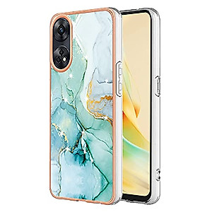 Dinglijia for Oppo Reno8 T 4G(Not 5G) Phone Case, Soft TPU + IMD Marble Pattern Slim Design Enhanced Camera and Screen Protection Girls and Women Case for Oppo Reno8 T 4G YBBK Green A
