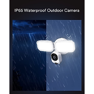 2K Floodlight Camera, Dual Band 2.4/5 GHz Hardwired Home Security Smart Wireless Camera with 3000 Lumens Flood Light Motion Tracking Built-in Siren Alarm Night Vision IP65 Waterproof