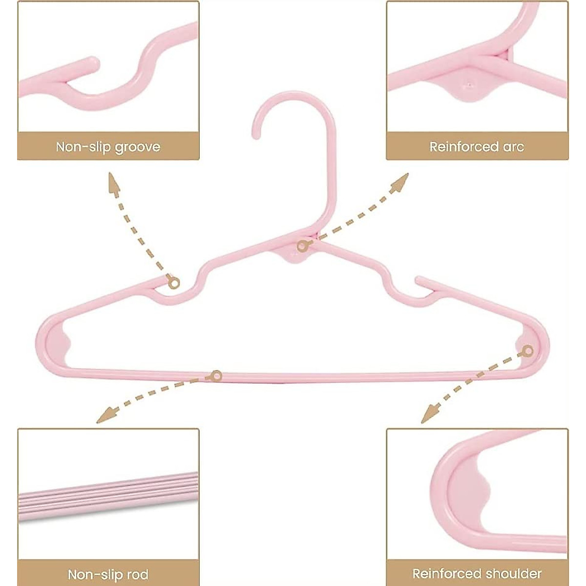 HOUSE DAY Kids Hangers 40 Pack, Premium Baby Hangers for Closet, Slim Plastic Hangers Cute Infant Hangers, Durable Kids Clothes Hanger Toddler Hangers, Childrens Hangers Baby Hangers for Nursery Pink