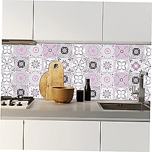 LIFKOME 20 Pcs Pink Tiles Bedroom Tile Flooring Vinyl Floor Tile Floor Tiles Stickers Pink Marble Decor Home Furniture Decor Tile Removable Sticker Floor Tile Sticker for Home Tile Decor