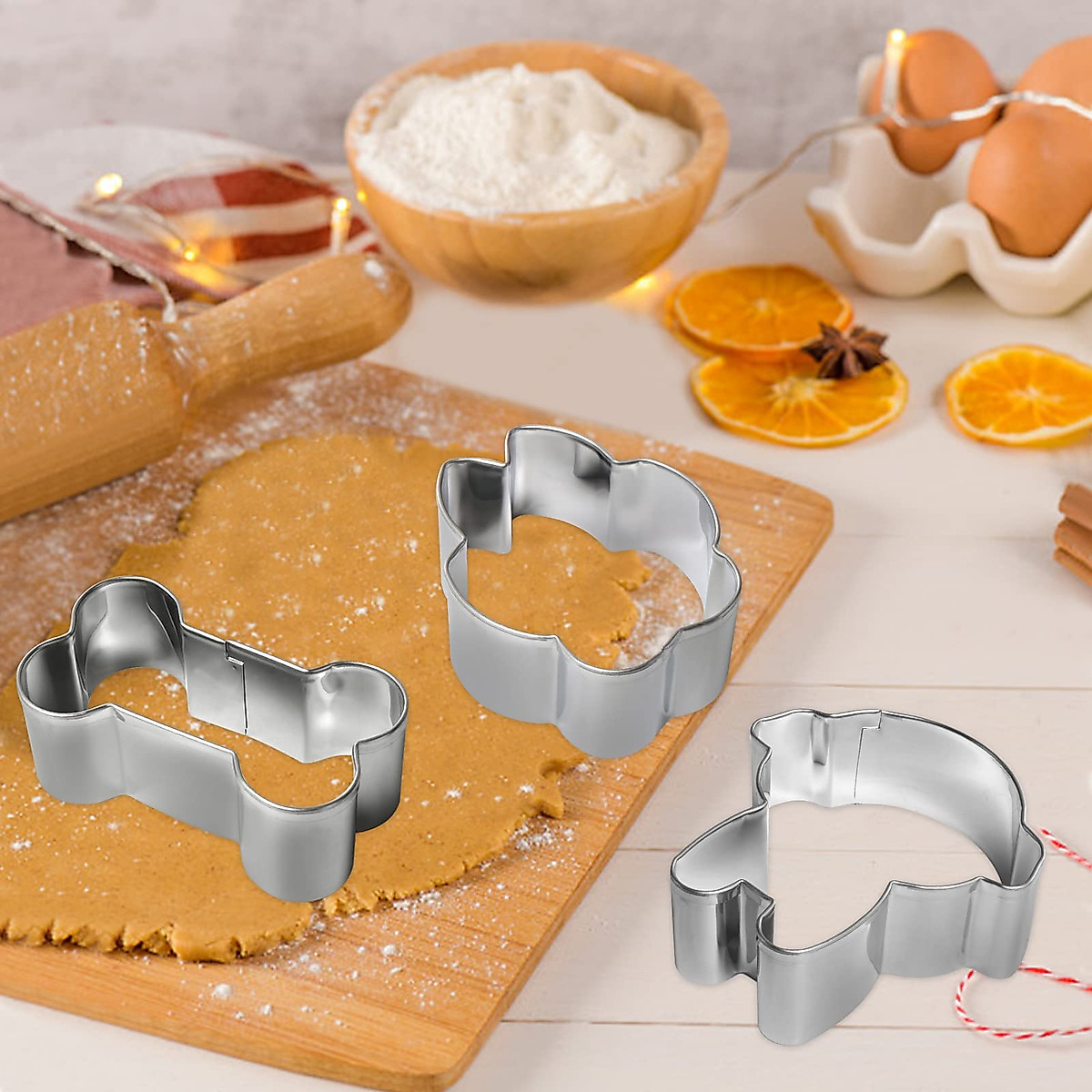 9 PCS Dog Cookie Cutters Set, Assorted Dog Shape Metal Cookie Cutters, Bone, Dog Paw, Corgi, Labrador, Rottweiler, Sheepdog Shape Cookie Cutters Molds for Baking Dog Party Supplies, Silver, standard