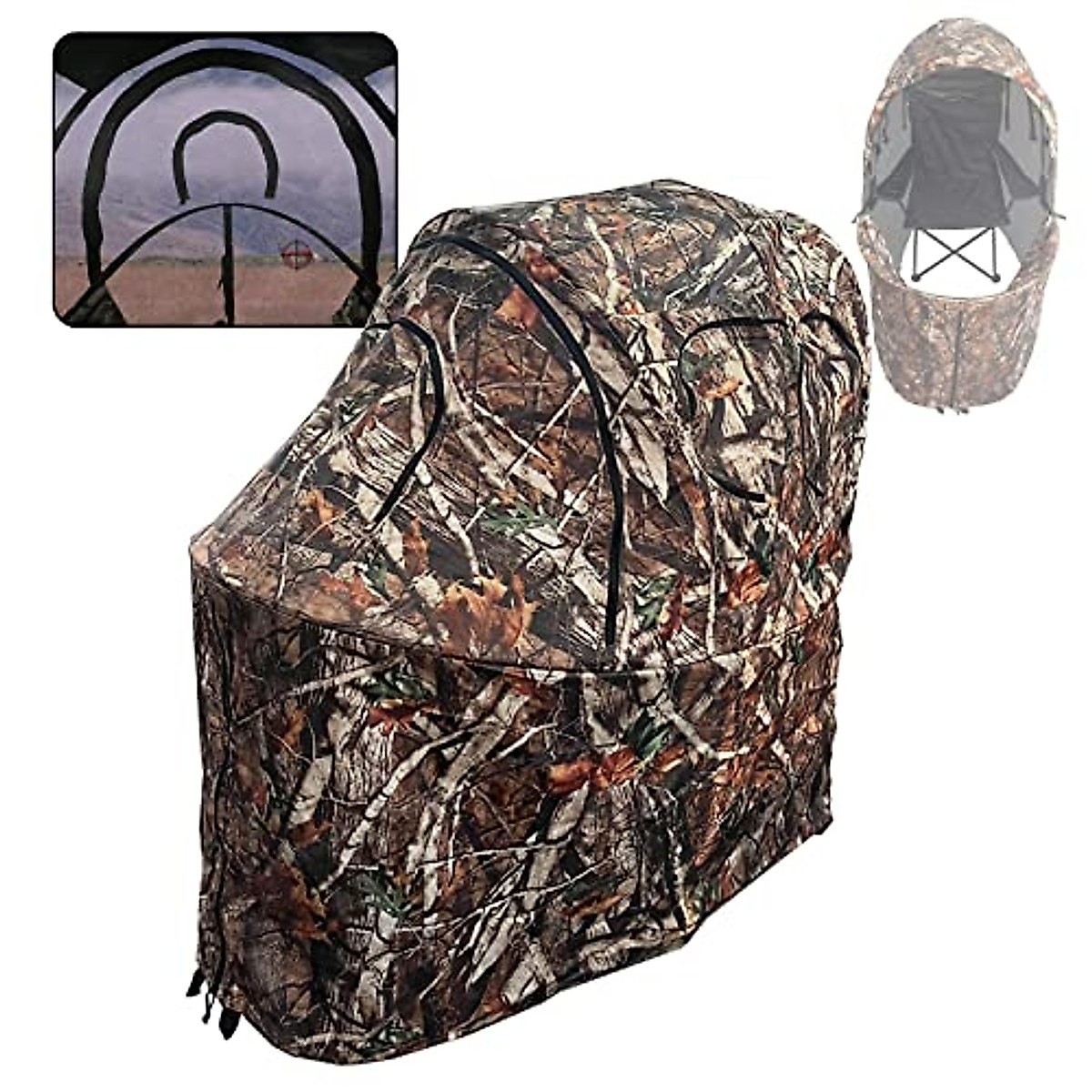 ETSG Hunting Blind Chair 270° See Though Deer Blind with Built-in Hunting Chair Ground Blinds for Deer Hunting Pop Up Hunting Blinds with Carrying Bag Portable Ground Blind for Deer, Turkey Hunting