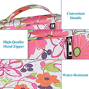 Bible Covers Case,Carrying Book Case with Handle and Zippered Pocket,Church Bible Bag Protective,Bible Book Covers for Women,Beautiful Bible case for Girls,Study Bible Holder (Pink Flowers)