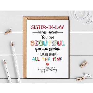 Sister-In-Law You Are Beautiful You Are Special - Sister-In-Law Birthday Card Poem Card For Sister-In-Law - Birthday Card For Sister-In-Law