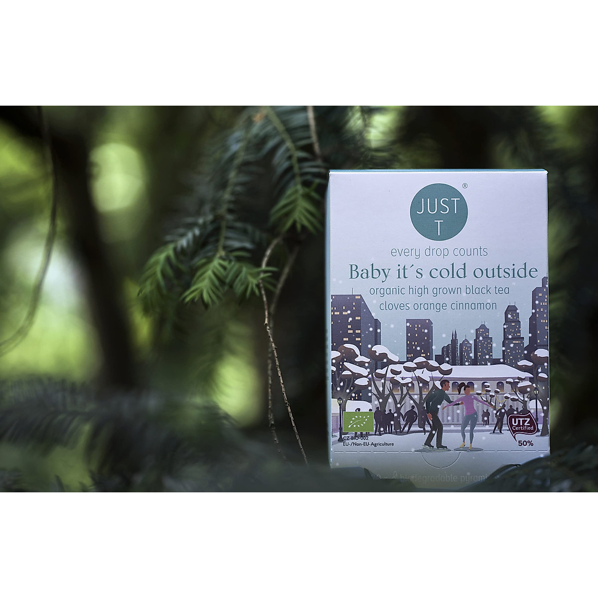 JUST T Baby It´s Cold Outside Pyramid Tea Bag (20 pcs) | Organic Black Tea – Mixed with Cloves, Orange and Cinnamon | Biodegradable Organic Tea Bags – Premium High-Grown Leaf Tea for All Tea Lovers