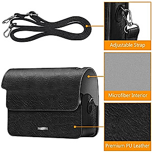 Fintie Protective Case for Fujifilm Instax Wide 300 Instant Film Camera - Premium Vegan Leather Bag Cover with Removable Strap, Vintage Black