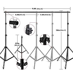 Kshioe Photography Lighting Kit, Umbrella Softbox Set Continuous Lighting with 6.5ftx9.8ft Background Stand Backdrop Support System for Photo Studio Product, Portrait and Video Shooting