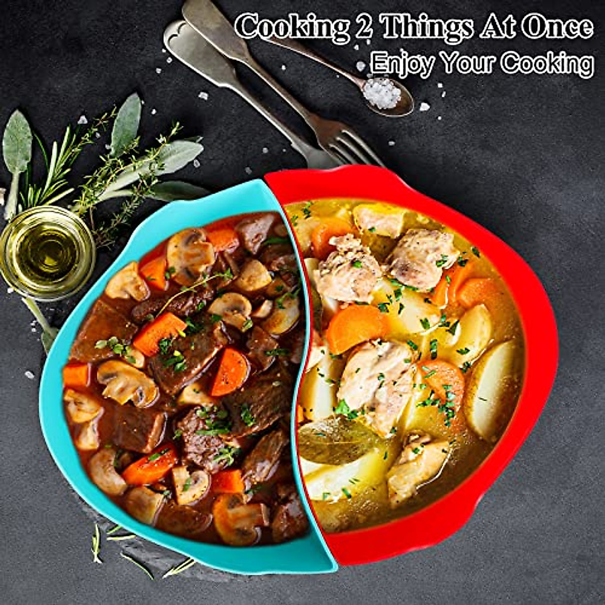 Slow Cooker Liners Compatible for Crock Pot 6 QT, Easyjoy for Crock Pot Liners For 6 Quart Oval Slow Cookers, Reusable Silicone Slow Cooker Liner For Crock Pot Divider Insert, Dishwasher Safe BPA Free