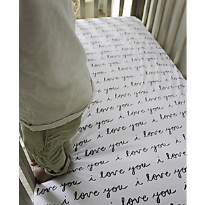 NODNAL CO. Fitted Crib Sheet - 100% Cotton for Baby Girl/Boy Nursery Bedding - Gender Neutral Patterns and Colors - Unisex for Standard Baby or Toddler Crib Mattress (I Love You)