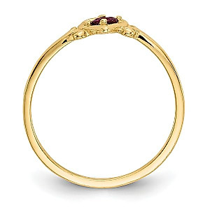 IceCarats 14K Yellow Gold Red Ruby Heart Love Ring July Birthstone Jewelry Size 7