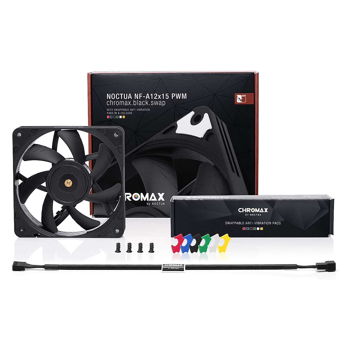 Noctua NF-A12x15 PWM chromax.Black.swap, Premium Quiet Slim Fan, 4-Pin (120x15mm, Black)