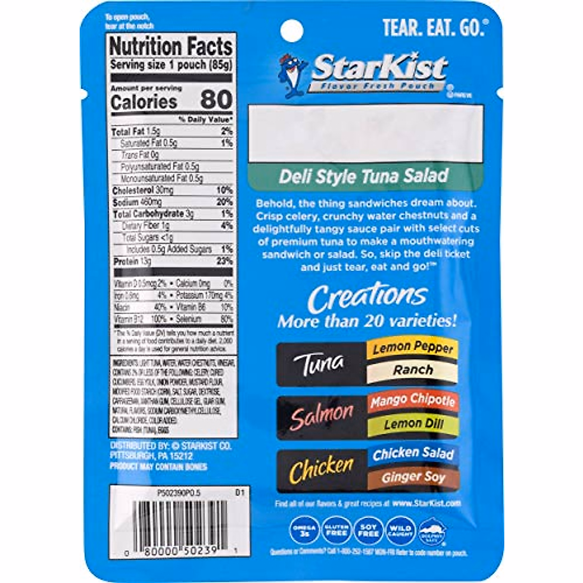 StarKist Chicken Creations, Chicken Salad, 2.6 oz Pouch (Pack of 12) & Tuna Creations Deli Style Tuna Salad, 3 oz pouch (Pack of 12) (Packaging May Vary)