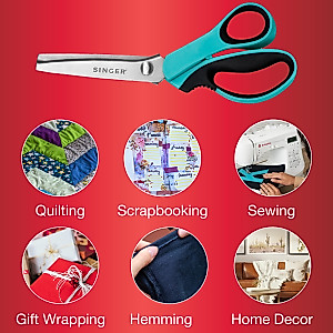 SINGER ProSeries 9" Pinking Shears - Heavy-Duty Stainless Steel - Zigzag Cut for No-Fray Fabric, Sewing & Craft Edging
