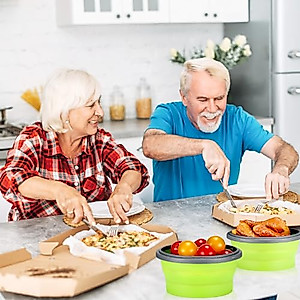 Jinei 24 Pcs Collapsible Food Storage Containers 12oz Silicone Round Collapsible Bowls Sets Foldable Silicone Lunch Box with Airtight Lid for Christmas Christian Charity Donation Supplies(Gray Green)