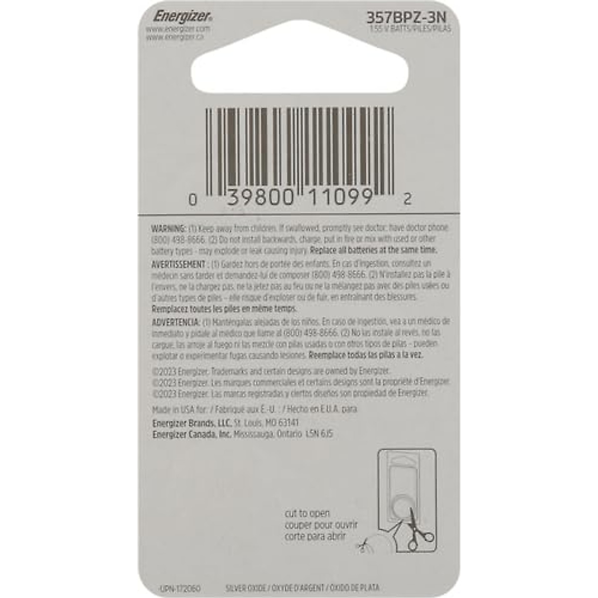 Energizer 357 Battery, (Pack of 3)