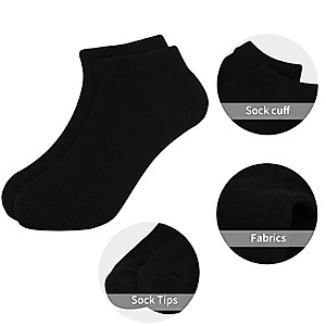 BOOPH 12 Pairs Kids Ankle Socks Boys Girls Half Cushion Socks 9-12 Years Black
