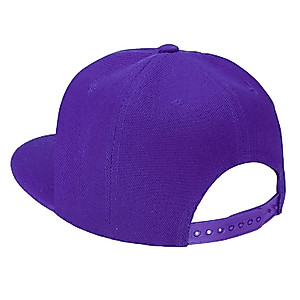 Falari Snapback Hat Cap Hip Hop Style Flat Bill Blank Solid Color Adjustable Size G201-26-Purple
