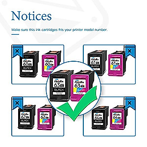 HavaTek Remanufactured Ink Cartridge Replacement for HP 63XL 63 XL for Envy 4520 4516 4512 OfficeJet 3830 5255 5258 4650 4655 Deskjet 1112 3630 3632 3634 2132 2130 Printer (1 Black, 1 Tri-Color)