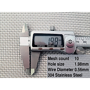 Woven Wire Mesh, 10 mesh (Stainless Steel 304L) – 1.2mm Aperture – by Inoxia Cut Size: Sample