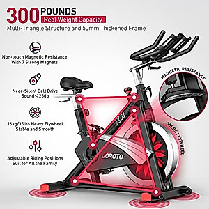 JOROTO Belt Drive Indoor Cycling Bike with Magnetic Resistance Exercise Bikes Stationary ( 300 Lbs Weight Capacity ) (Updated)