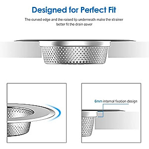 Helect 3-Pack Kitchen Sink Strainer Stainless Steel Drain Filter Strainer with Large Wide Rim 4.5" for Kitchen Sinks