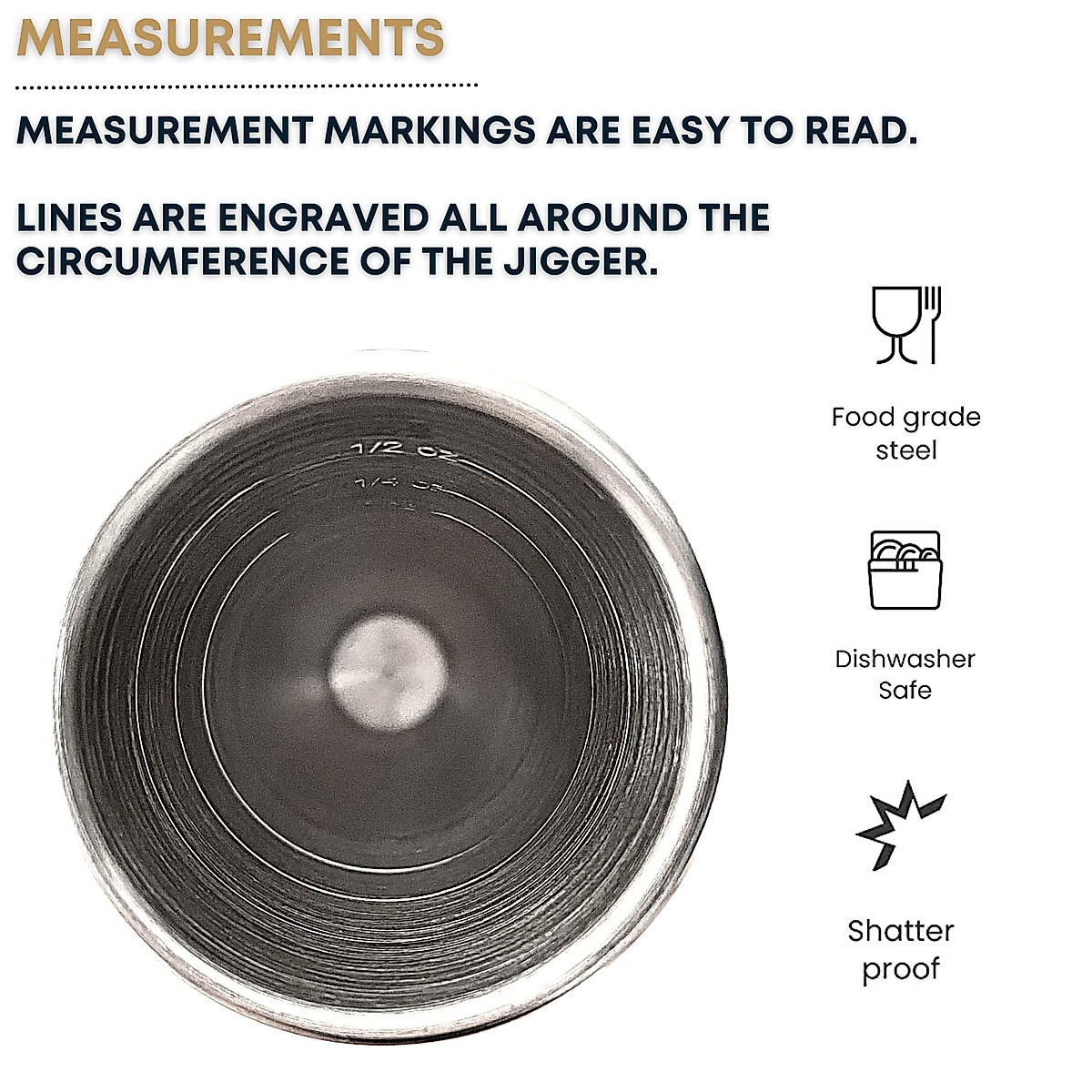 BARIANTTE Black Cocktail Jigger for Bartending, Double Jigger 2 oz 1 oz, Cocktail Measuring Cup Shot Measure Jigger, Bar Japanese Jigger with Measurements Inside, Liquor Measuring Jigger
