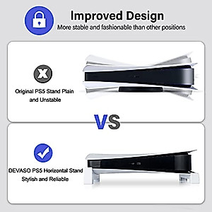 DEVASO PS5 Horizontal Stand, Accessories PS5 Horizontal Stand with 3 Sets of Sticker for Playstation 5 Console(Only for Digital)