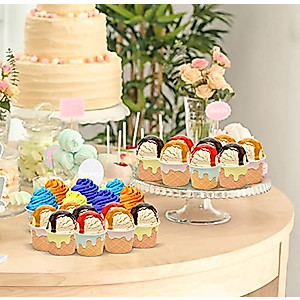 Gift Boutique 60 Ice Cream Cone Treat Snack Cups 10 Oz. Disposable Paper Cup Dessert Ice Cream Bowls Pink Blue Yellow Green Frozen Treats Cupcakes Birthday Party Favor Supplies Decorations