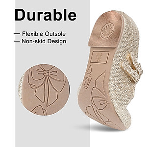 MIXIN Girls Mary Jane Shoes School Uniform Dress Shoes Princess Ballerina Girls Flat for Wedding（Little/Big Kid） Gold Size 2