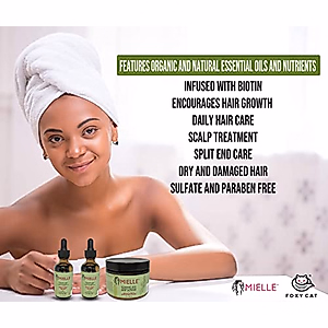 Mielle Organics Rosemary Mint Growth Oil 2 oz (Pack of 2),and Strengthening Hair Masque 12 oz,Sulfate and Paraben Free,For daily haircare and scalp treatments