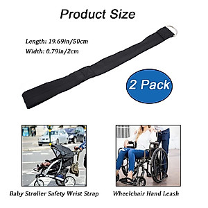 SYOOY 2 Pack Baby Stroller Safety Wrist Strap Adjustable Pram Wheelchair Hand Leash Black Retractable Adjustable Dog Leash Short Rope Safety Belt for Hilly City Street Walking