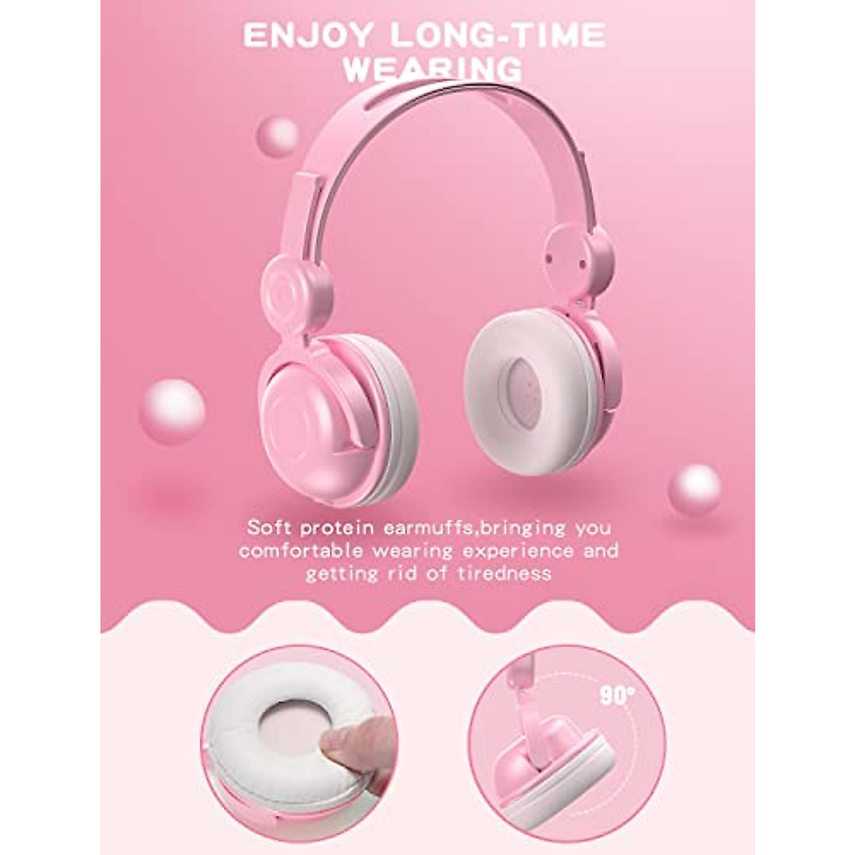 Kids Headphones, Wired On-Ear Child Headset with Mic, HD Sound Sharing Function and 85dB Volume Limited Hearing Protection for Phone Tablet PC