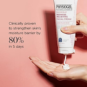 Physiogel Calming Relief Facial Cream, Reduces Redness in 30 mins, Moisturizer for Men & Women, For Dry, Red, Itchy, Sensitive Skin, Strengthens Skin Barrier, Free of Fragrance,Dermatologically Tested